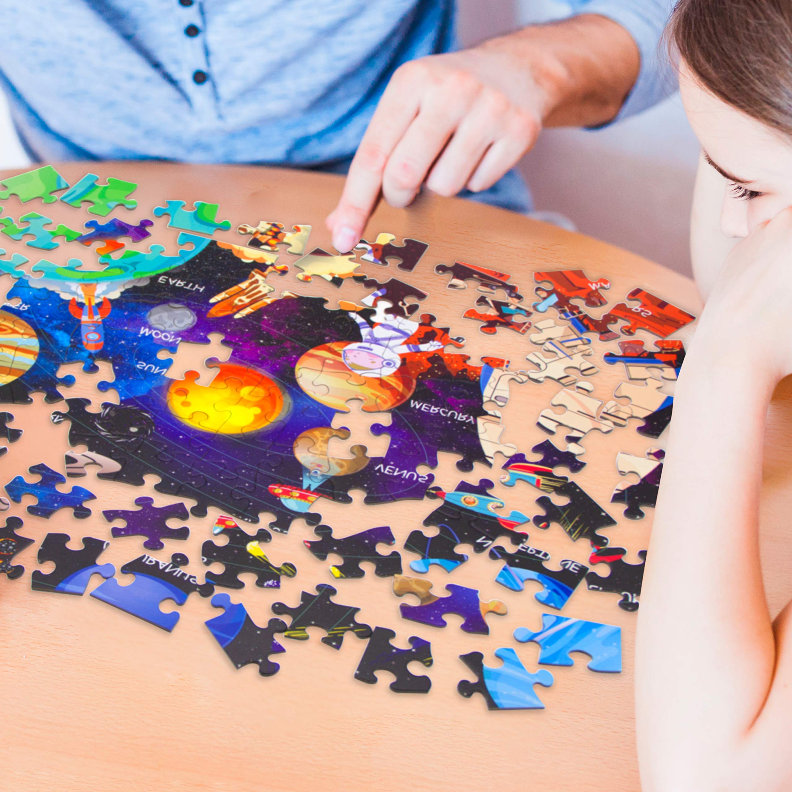 Anzon Mories Solar System Puzzle 100 Pieces (Unique Shape), Space Large Kid Jigsaw Size 19x14, Educational Preschool Universe Planet Learning Toy for Boy, Girl, Teenager, Children 3 4 5 6 7 8