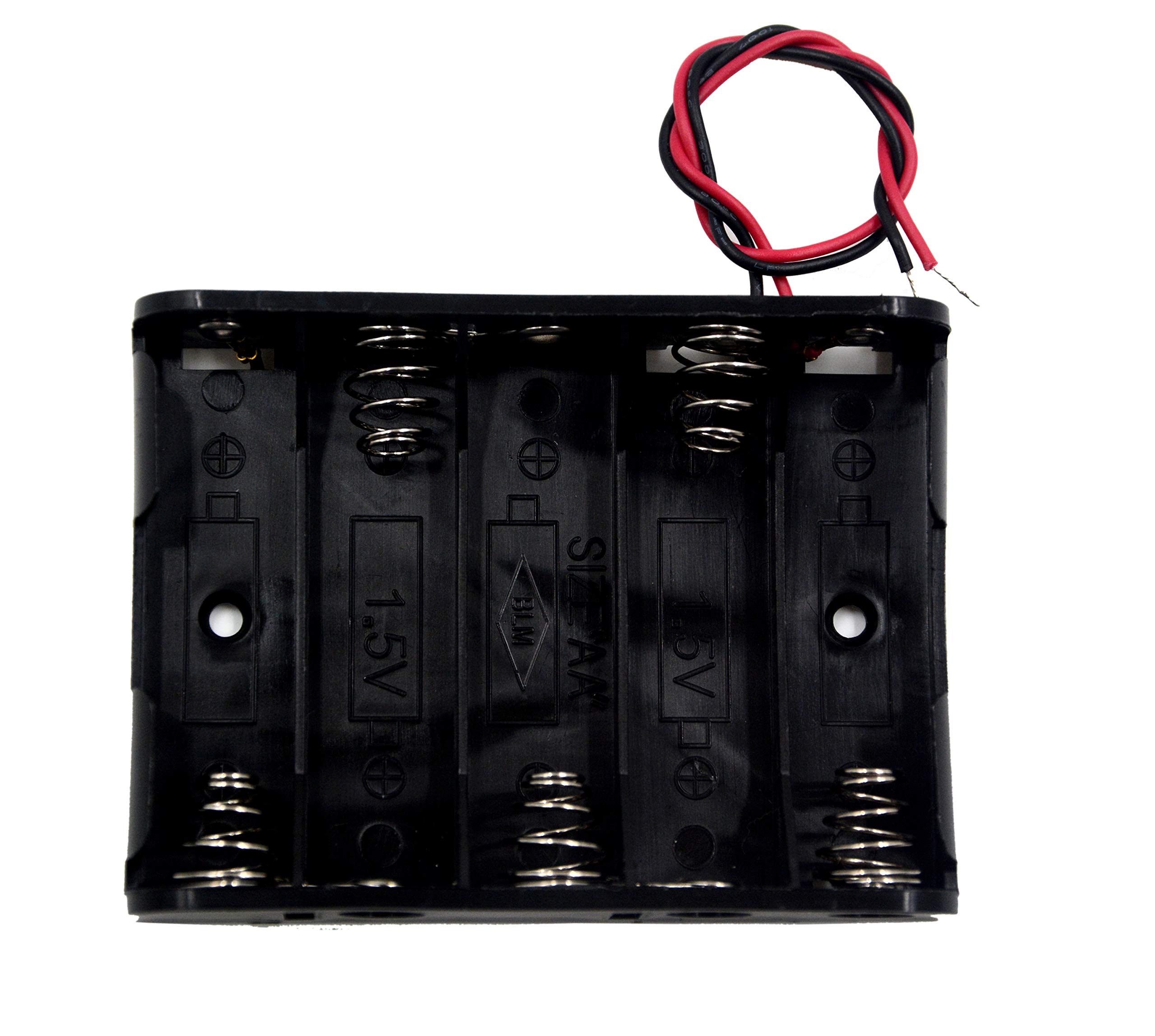 LampVPath (Pack of 2 5 AA Battery Holder, 5 AA Battery Holder with Leads, 5 AA Battery Holder with Wires