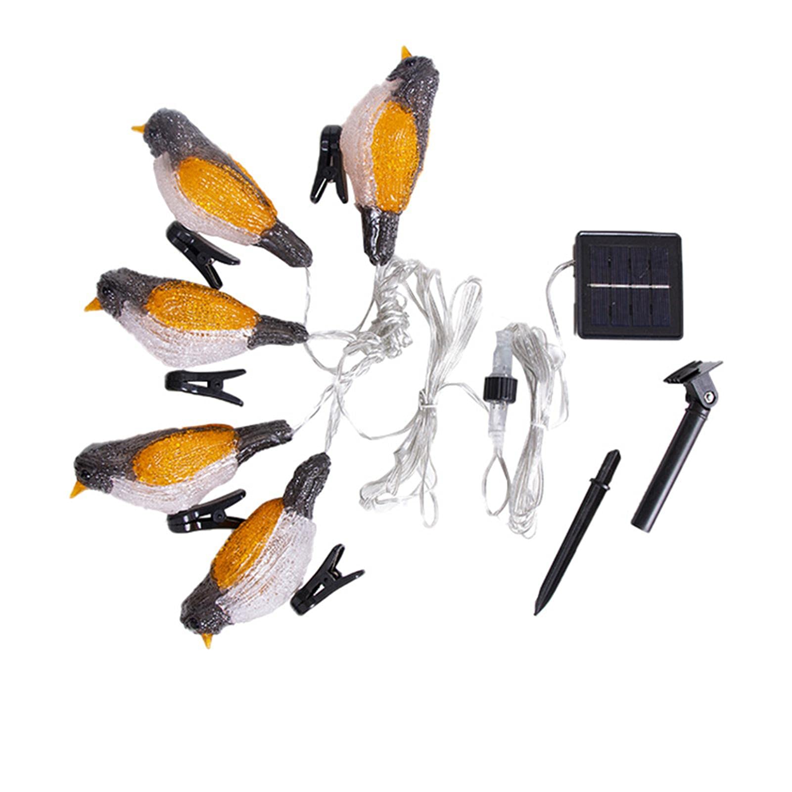 Bird String Lamp, Solar LED Fairy Lights Acrylic Solar Powered Bird String Light for Home Patio Yard Garden Decor(White and Yellow)