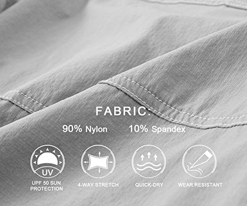 BASUDAM Men's Cargo Hiking Shorts Stretch Quick Dry Lightweight Work Shorts 6 Pockets for Camping Travel Light Grey 36