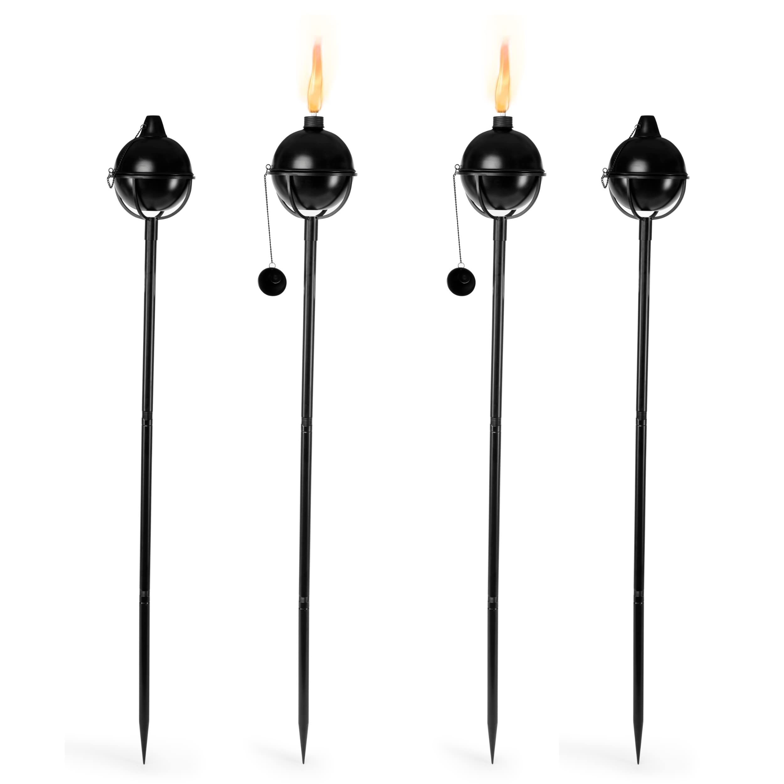 BIRDROCK HOME Outdoor Torches - Durable Construction, Modern Design, Weather Resistant, Citronella Oil Compatible, Ideal for Backyards, Patios, Pathways - Bora Bora Black, 4 Pack