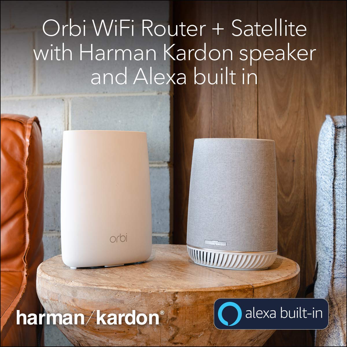 NETGEAR Orbi Voice Whole Home Mesh WiFi System - fastest WiFi router and satellite extender with Amazon Alexa and Harman Kardon speaker built in, AC3000 (RBK50V) (Renewed)
