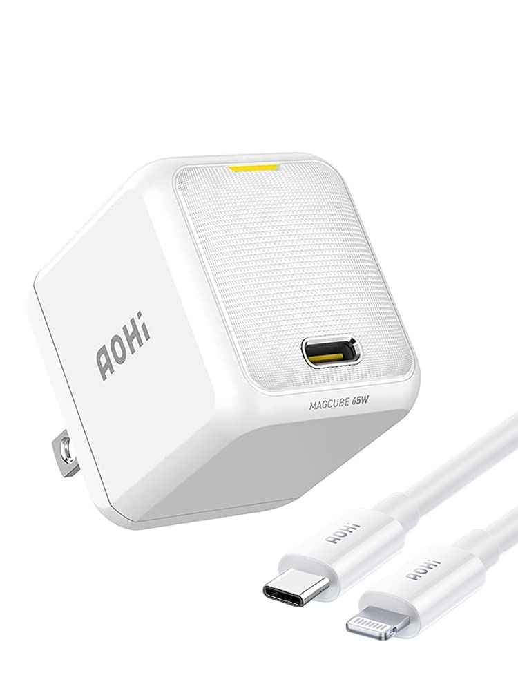 AOHI 65W USB C Charger Set, Magcube 65W PD Fast Charger with USB C to Lightning Cable for iPhone 13(3ft MFi-Certified), iPhone 13/13 Pro/12/Pro/Mini