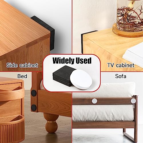 Anti Shake Headboard Stoppers for Wall, Wall Protector from Furniture, Bed Frame Noise Bumper, Anti Vibration Soundproof Pads to Prevent Hitting Wall, Round Black and White-20 pcs