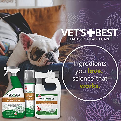 Vet's Best Flea & Tick Waterless Bath Foam for Dogs - Flea-Killing Dry Shampoo for Dogs - Plant-Based Ingredients - Certified Natural Oils - 8 oz