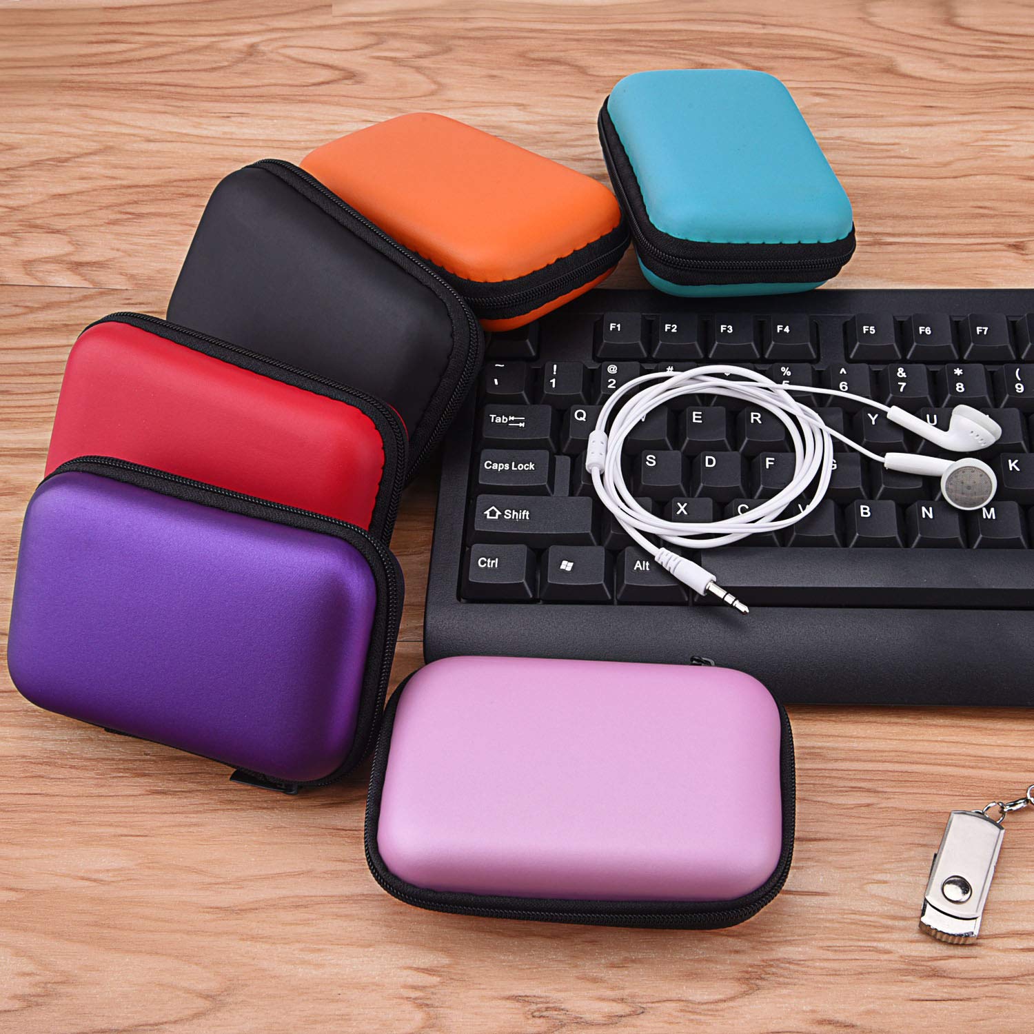 Sunmns Headphone Case Earphone SD TF Card USB Flash Disk Storage Cases Bag, 6 Pieces
