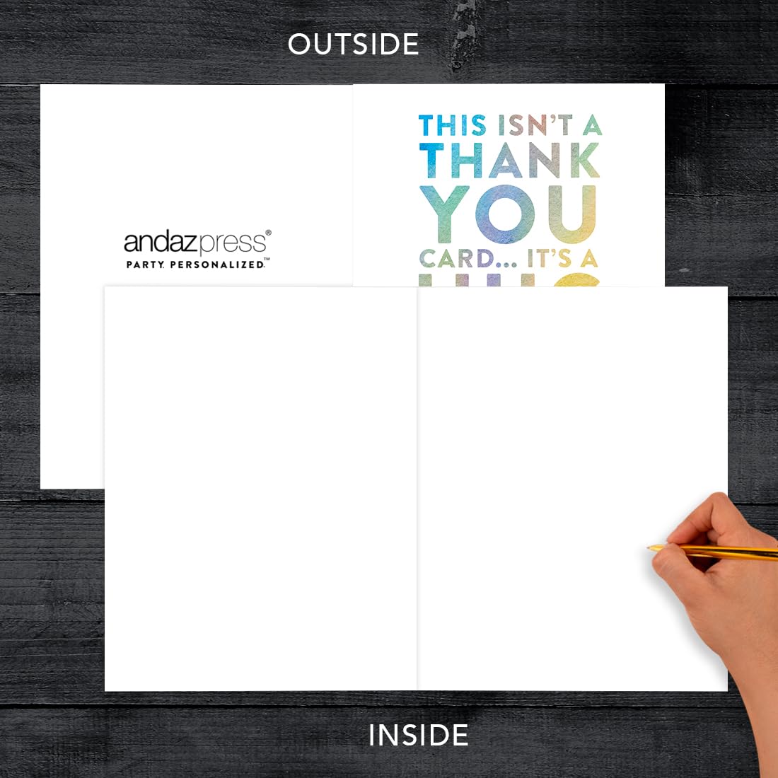 Andaz Press Funny Jumbo Thank You Card With Envelope 8.5 x 11 inch, Big Greeting Card, Hug With A Fold In It, 1-Pack, Huge Large Group Greeting Card, Includes Envelope