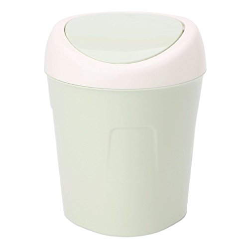 Beerty Mini Desktop Garbage Can Waste Basket Lightweight Trash Can with Lid Dustbin Container Box for Home Office Kitchen(Green)