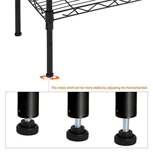 Karl home 5-Tier Wire Unit Shelves, Adjustable Height Metal Storage Shelves for Kitchen/Bathroom/Garage Closet Organization, Stainless & Sturdy Frame,440lbs Capacity, 21”L x 11”W x 59”H.