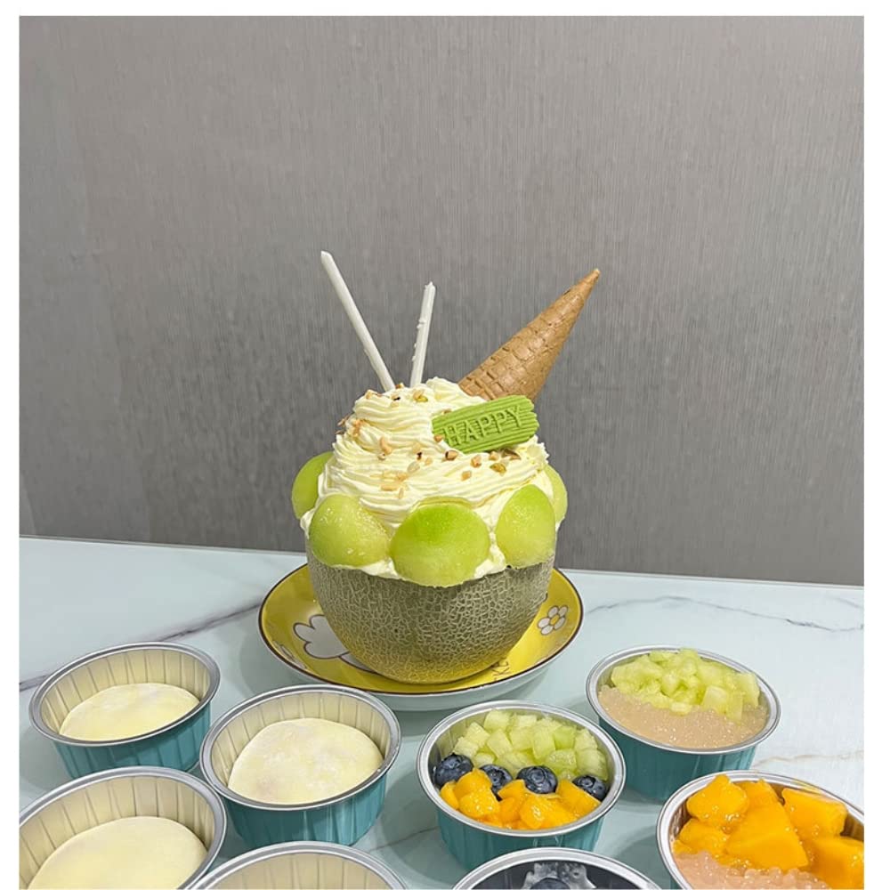 50 sets of pudding cups,Mini Muffin Liners with Lids,cake molds,air fryer special bowls, tin paper boxes,Cupcake Baking Pans,tin paper boxes,Round Foil Cupcake Cups Foil Baking Cups for Cake Bakery