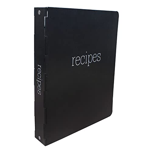 AuldHome Farmhouse Cookbook Recipe Binder (Black); Rustic Enamelware Style Metal 3-Ring Binder for Family Recipes, Custom Cookbooks and More