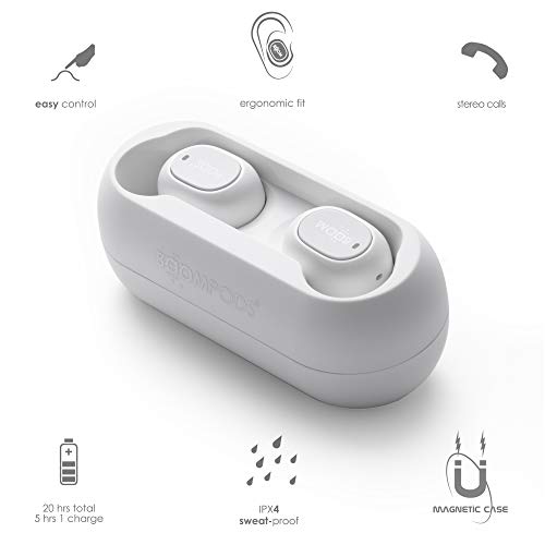 BoomPods Boombuds Go True Wireless - Best Sports Earbuds, Bluetooth, Portable Magnetic Charging Case, Water/Sweat Resistant IPX4, Instant Connect TWS