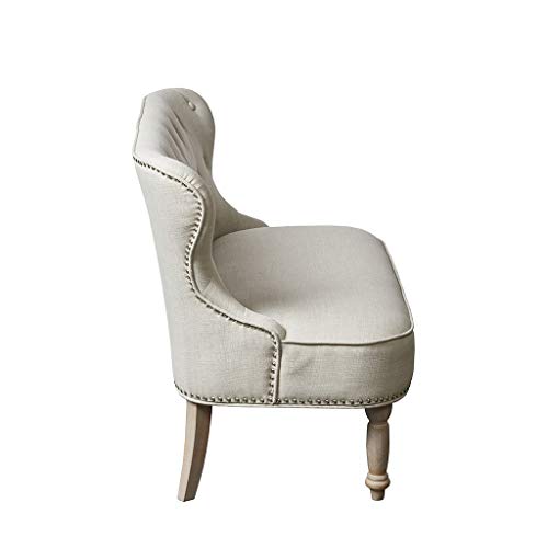 Madison Park Stanford Accent Loveseat - Solid Wood, All Foam Two Seat Settee - Tan Mid-Century Style Two Seat Sofa - 1 Piece Retro Accent Love Seat for Living Room, See Below