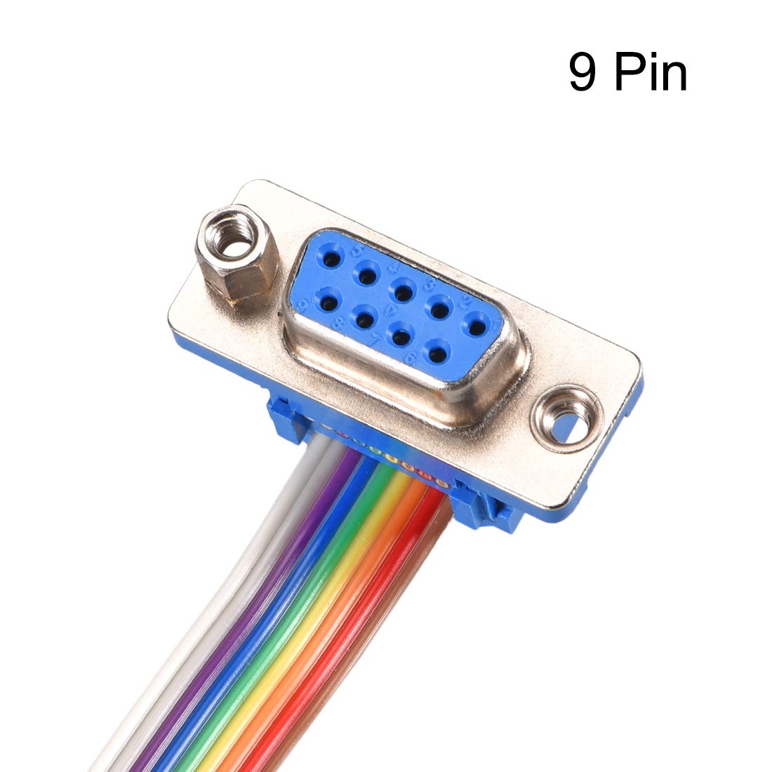 uxcell IDC Rainbow Wire Flat Ribbon Cable DB9 Male to DB9 Female Connector 2.54mm Pitch 11.8inch Length