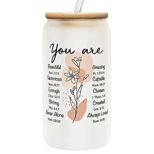 Christian Gifts for Women - Religious Gifts for Women, Catholic Gifts Women - Birthday Gifts for Women - Spiritual Gifts for Women, Her, Mom, Sister, Friends Female, Coworker - 16 Oz Faith Can Glass