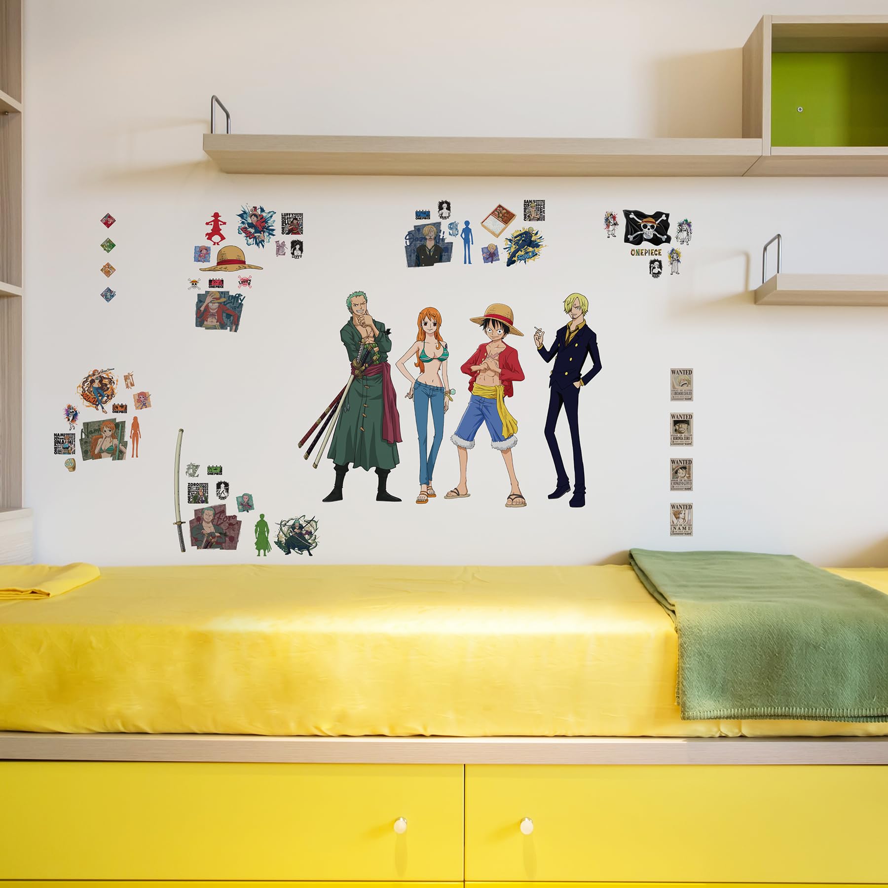 RoomMates RMK5438SCS One Piece Straw Hat Crew Wall Decal, Brown