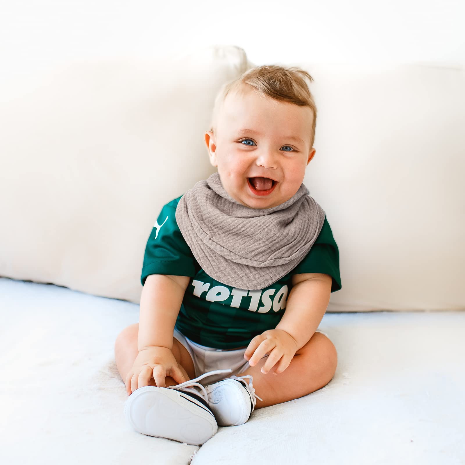 Baby Bibs for Girls, Bandana Drool Bibs for Unisex, Soft Organic Muslin Infinity Scarf Bibs for 0-24 Months - 8 Pack