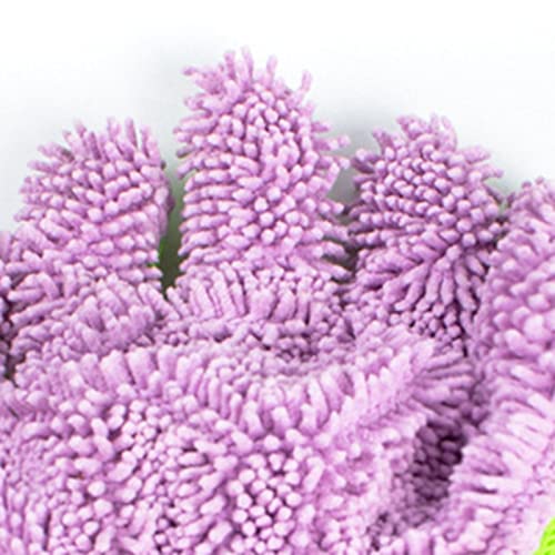 AOKID Car Wash Mitt Car Chenille Cleaning Glove Large Palm for SUV Purple