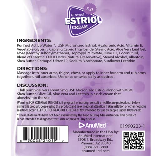 AnuMed - Natural Bioidentical Estriol 5.0 Beauty Cream for Women (3oz)
