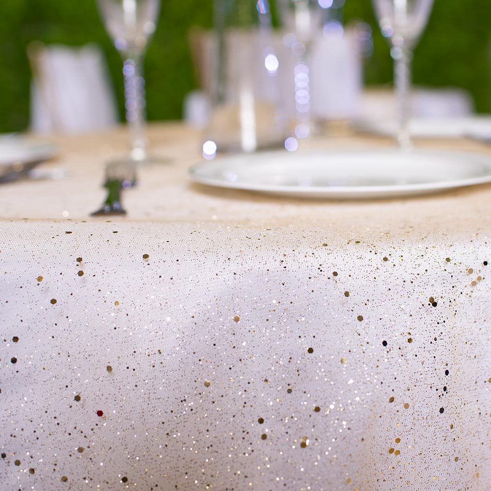 Anderson's Gold Glitter Mesh Fabric Roll, 19 Inches x 5 Yards, Decorative Wedding Fabric for Wedding Reception, Baby Shower, Gender Reveal, Prom, Homecoming, Tables, Party