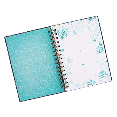 Christian Art Gifts Journal w/Scripture Desire Of Your Heart Psalm 20:4 Bible Verse Blue Floral 192 Ruled Pages, Large Hardcover Notebook, Wire Bound
