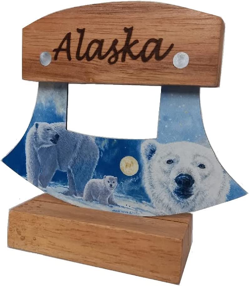 Alaskan ULU Knife Birch Wood Polar Bear & Moose Blade