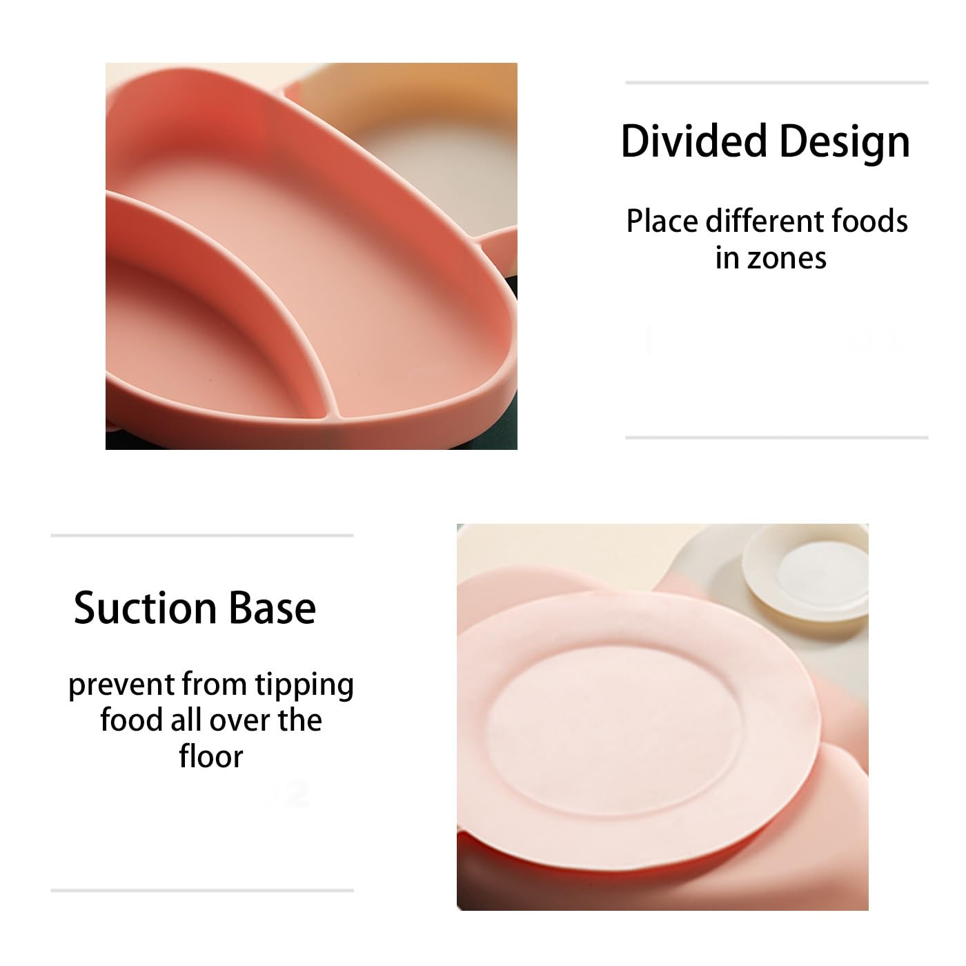 AHOTA Silicone Suction Plate for Toddlers, Spoon, Fork, Baby Eating Essentials, Toddler plate and Utensils Set(Silicone Baby Feeding Set - Pink Mushroom)