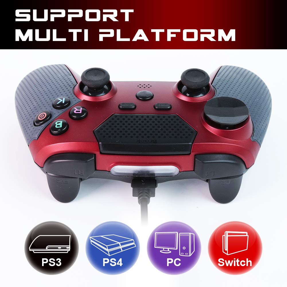 Brook Mars Wired Controller - Zero-Delay High Performance, For PS4 Gaming Controller, Gamepad with Touchpad for PS3 PS4 PC Switch, Support Motion Control,Gyro axis, Rumble function, Vibration
