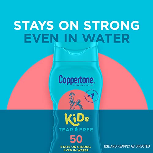 Coppertone Kids Sunscreen Lotion SPF 50, Water Resistant Sunscreen for Kids, #1 Pediatrician Recommended Sunscreen Brand, Tear Free Sunscreen Lotion, 8 Fl Oz Bottle