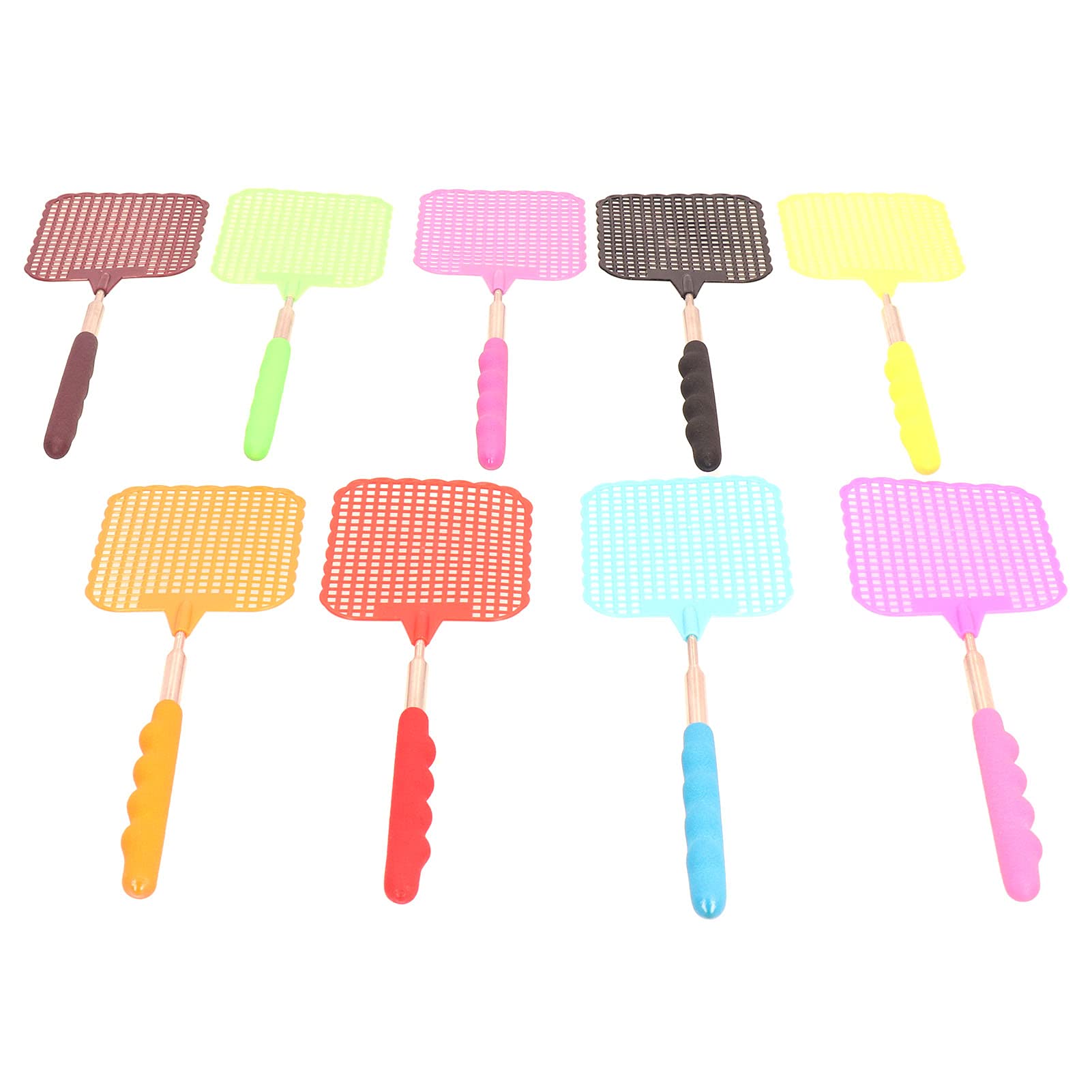 AMONIDA 9PCS Plastic Fly Swatter Multi Pack Mini Fly Swatter with Retractable Stainless Steel Rod Fly Swatter for Indoors Retractable Fly Racket for Home Office Dormitory Camping