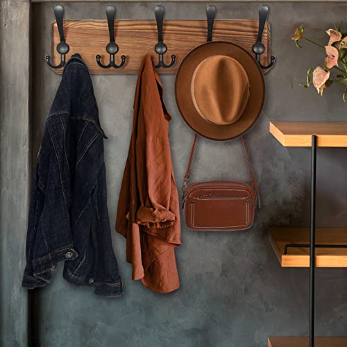 WEBI Coat Rack Wall Mount,Coat Hooks Wall Mounted,16ββ Hole to Hole,Wood Coat Hanger Wall,Hook Rack Rail,5 Triple Hooks for Hanging Coats,Jacket,Clothes