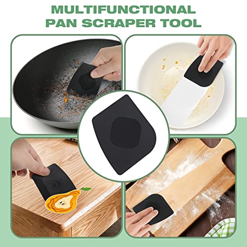 Cast Iron Scrubber | Dish Scrub Brush | 316 Cast Iron Cleaner Chainmail Scrubber for Cast Iron Pan Skillet Cleaner - Dish Scouring Pad Dishwasher Safe Cleaning Kit (Black, 1 Scrubber + 1 Scraper)