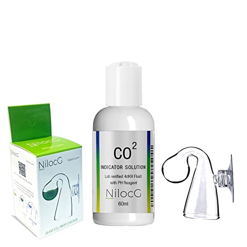 Glass CO2 Drop Checker β CO2 Monitor Kit for Aquarium Tank β Functional and Reliable β Transparent Drop Checker, 4dkh/pH Reagent Solution and Suction Cup