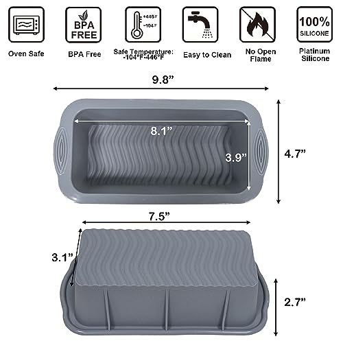 Anxbbo 3 Pack Silicone Bread Loaf Pans No-Stick Large Loaf Pan Set, Flexible Silicone Baking Molds forĀ Bread, Cake, Meatloaf, BPA Free and Dishwasher Safe (3 Pack (9.8''L x 4.7''W x 2.7''H))