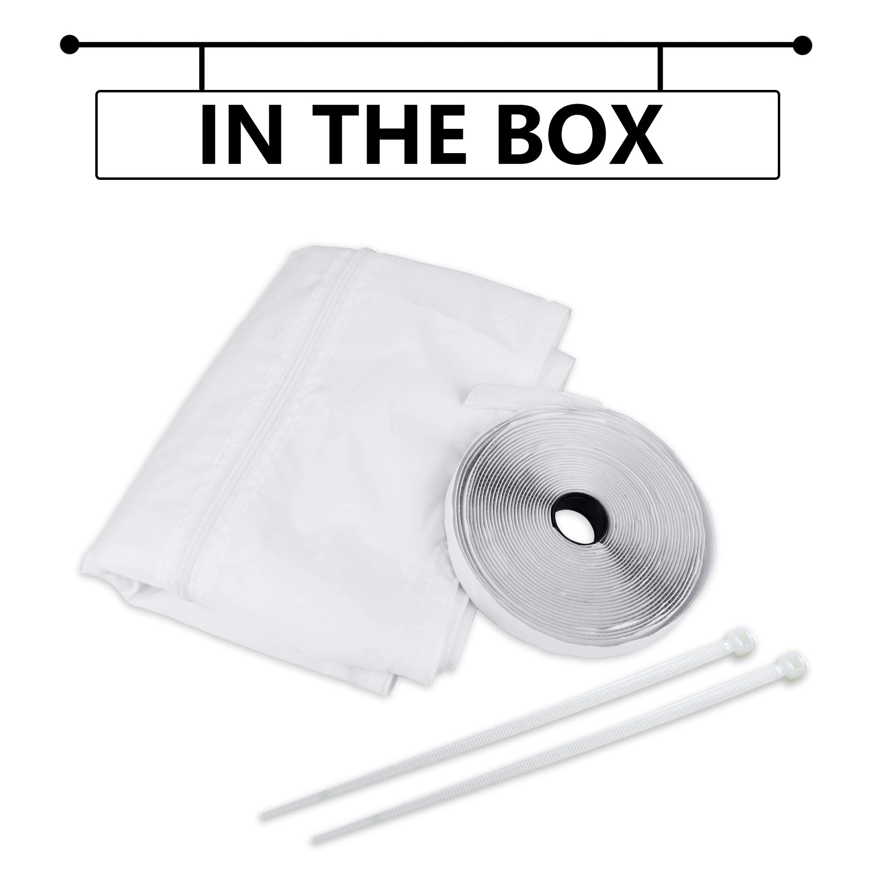 BJADE'S Window Seal Kit for Portable Air Conditioner Unit and Tumble Dryer,158Inch Seals with Zipper and Adhesive Fastener , White