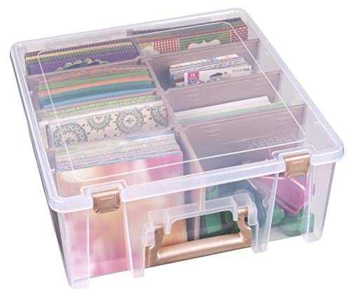 ArtBin Super Satchel Compartment Box - Stackable Durable Art Storage with 8 Removable Compartments, Smart Closure, and Portable Design for Craft Supplies, Threads, Ribbons, Paint Tubes