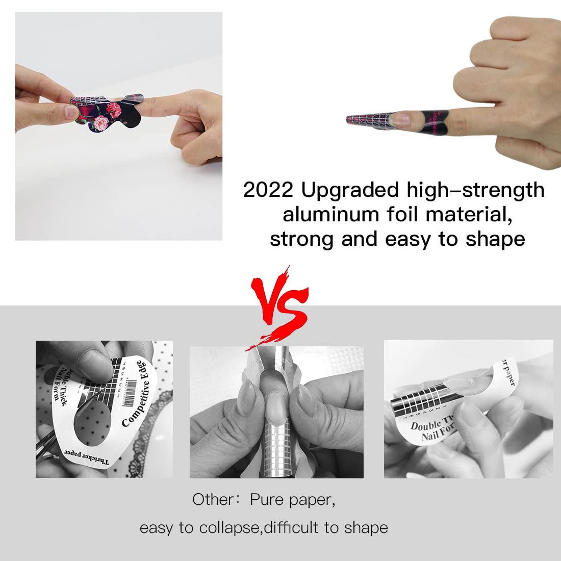 500 Count Nail Forms-High Strength Selfadhesive Properties-New Upgraded Style Nail Stickers for Builder Gel Acrylic Nails and Polygel Printed Flowers (500pcs)
