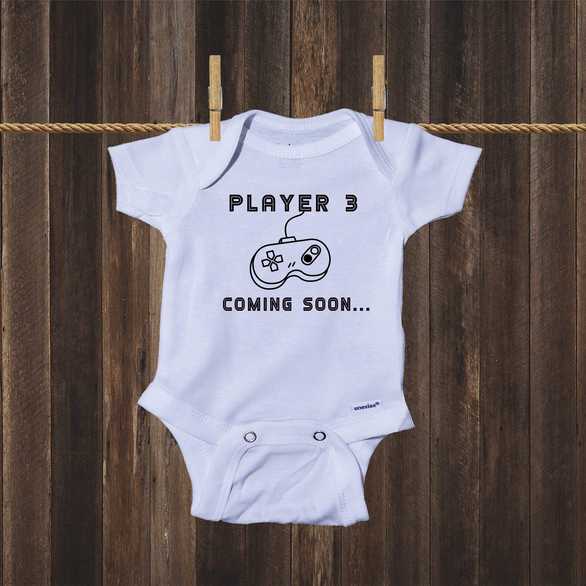 Ink Trendz Player 3 Coming Soon... Baby Pregnancy announcement Baby Coming Soon Infant Onesie Bodysuit Romper