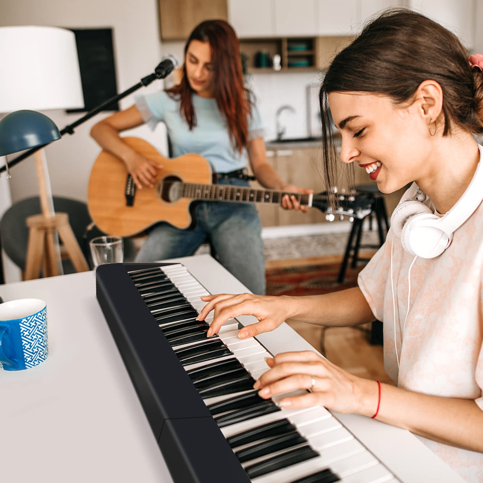 Costzon 88-Key Foldable Digital Piano Keyboard, Full Size Semi-Weighted Keyboard, Portable Electric Piano w/MIDI, Split Function, Sustain Pedal & Carrying Bag for Beginner (Black)