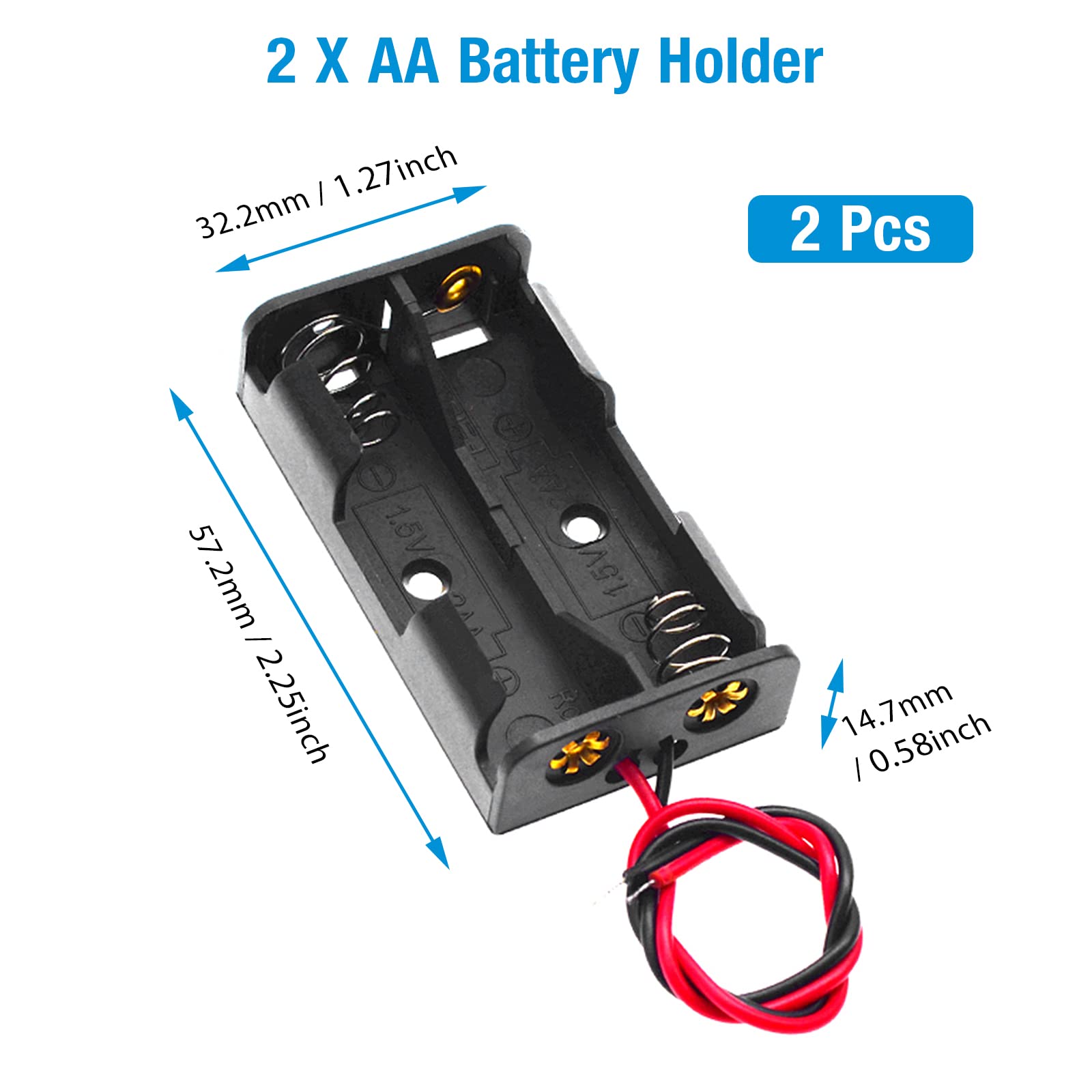 QTEATAK 8 Pack AA Battery Holder Bundle with Wire 1 AA Battery Holder 1.5V, 2 Pcs, 2 AA Battery Holder 3V, 2 Pcs, 3 AA Battery Holder 4.5V, 2 Pcs, 4 AA Battery Holder 6V, 2 Pcs