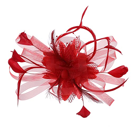 7 Colors Hats Women Flower Feather Hats Retro Bridal Hair Accessories Party Black