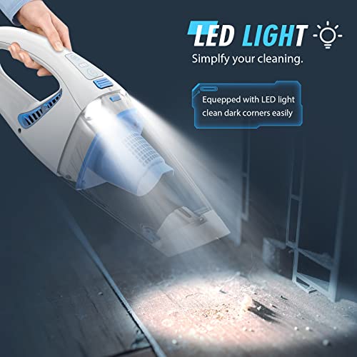 Bossdan Handheld Vacuum Cordless, Powerful Suction Car Hand Held Vacuum Cleaner with Large-Capacity Battery, Hand Vacuum Cordless Rechargeable for Pet Hair Keyboard Dust Office and Home Cleaning