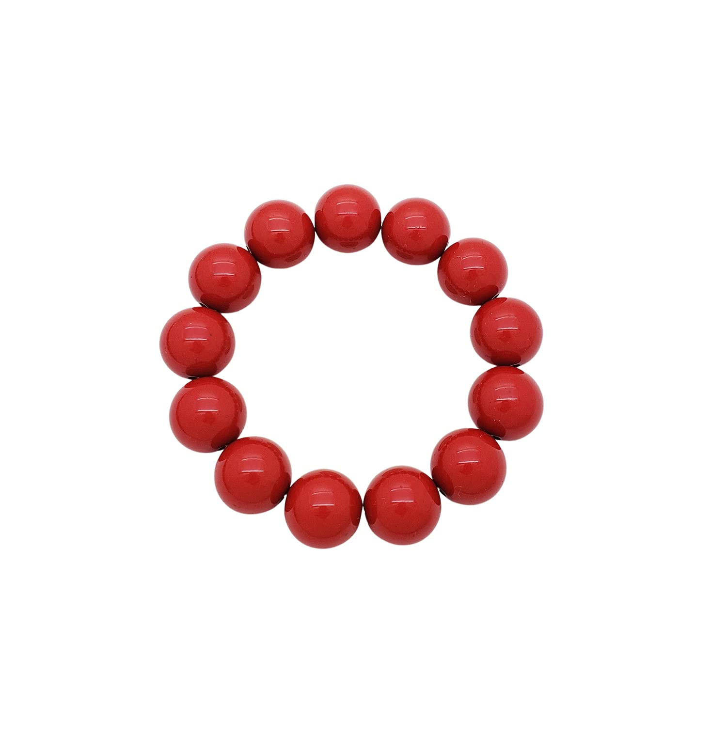 BA UNIQUE FASHION Women's Chunky Large Simulated Pearl Statement Necklace, Bracelet, Earring Set (Barn Red)
