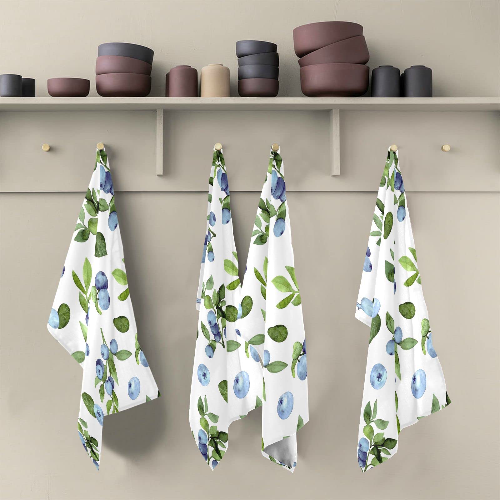 ALAZA Blueberries Decorative Kitchen Dish Towels Set of 4,Soft and Absorbent Kitchen Hand Towels Home Cleaning Towels Dishcloths,18 x 28 Inch