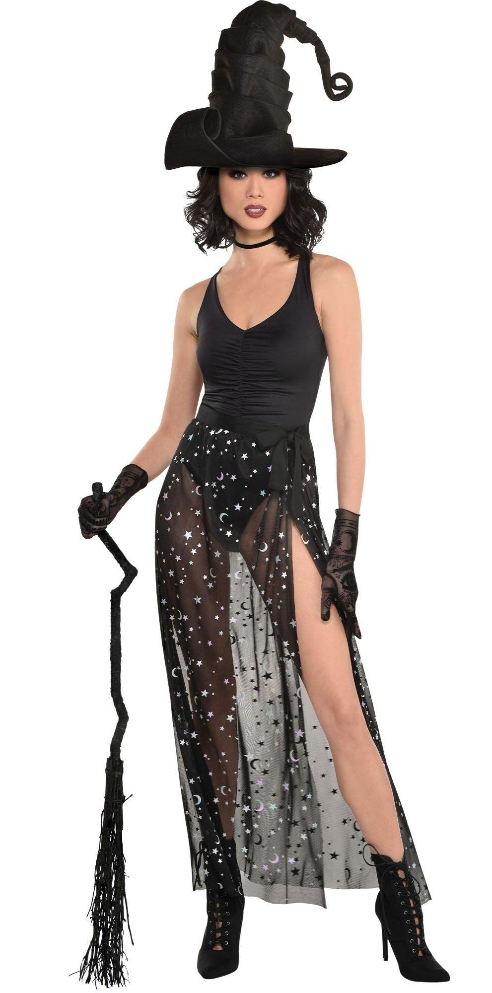 Bold and Bewitching Crinkle Witch Hat in Black Polyester (Adult Size) - 1 Pc - Perfect for Halloween & Costume Parties