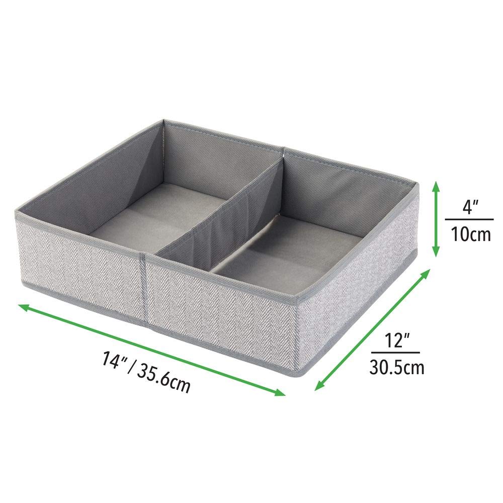 mDesign Fabric Drawer Organizer Bin Dividers for Baby Nursery Dresser, Closet, Organization - Bins Hold Clothes, Diapers, Cream, Toy, Blankets - 4 Pack, Gray Herringbone