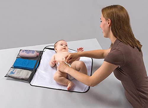 Diono Change 'n Go Baby Diaper Changing Mat, Portable, Lightweight Travel Diaper Station Kit With Waterproof Cushioned Pad, Black