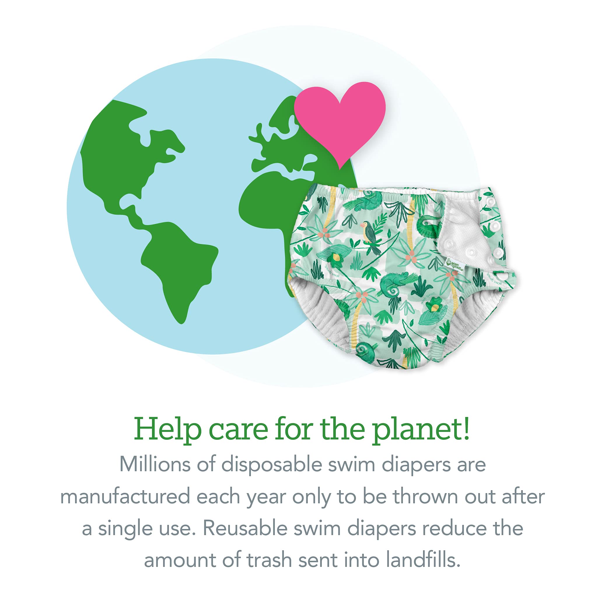 i play. by green sprouts Baby Girls Snap Reusable Swim Diaper, Aqua Dolphins, 12 Months