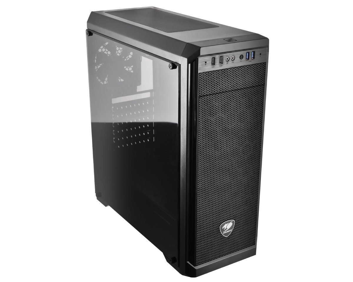 Cougar MX330-G MX330 Mid Tower Case with Full Tempered Glass Window and USB 3.0 , black