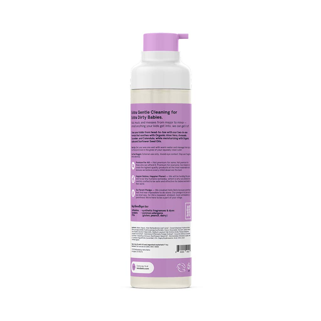 Hello Bello Baby Shampoo + Body Wash - Tear-Free, Hypoallergenic, Dermatologist & Pediatrician Tested - Thoughful Ingredients - Lavender 10 Fl Oz (Pack of 1)